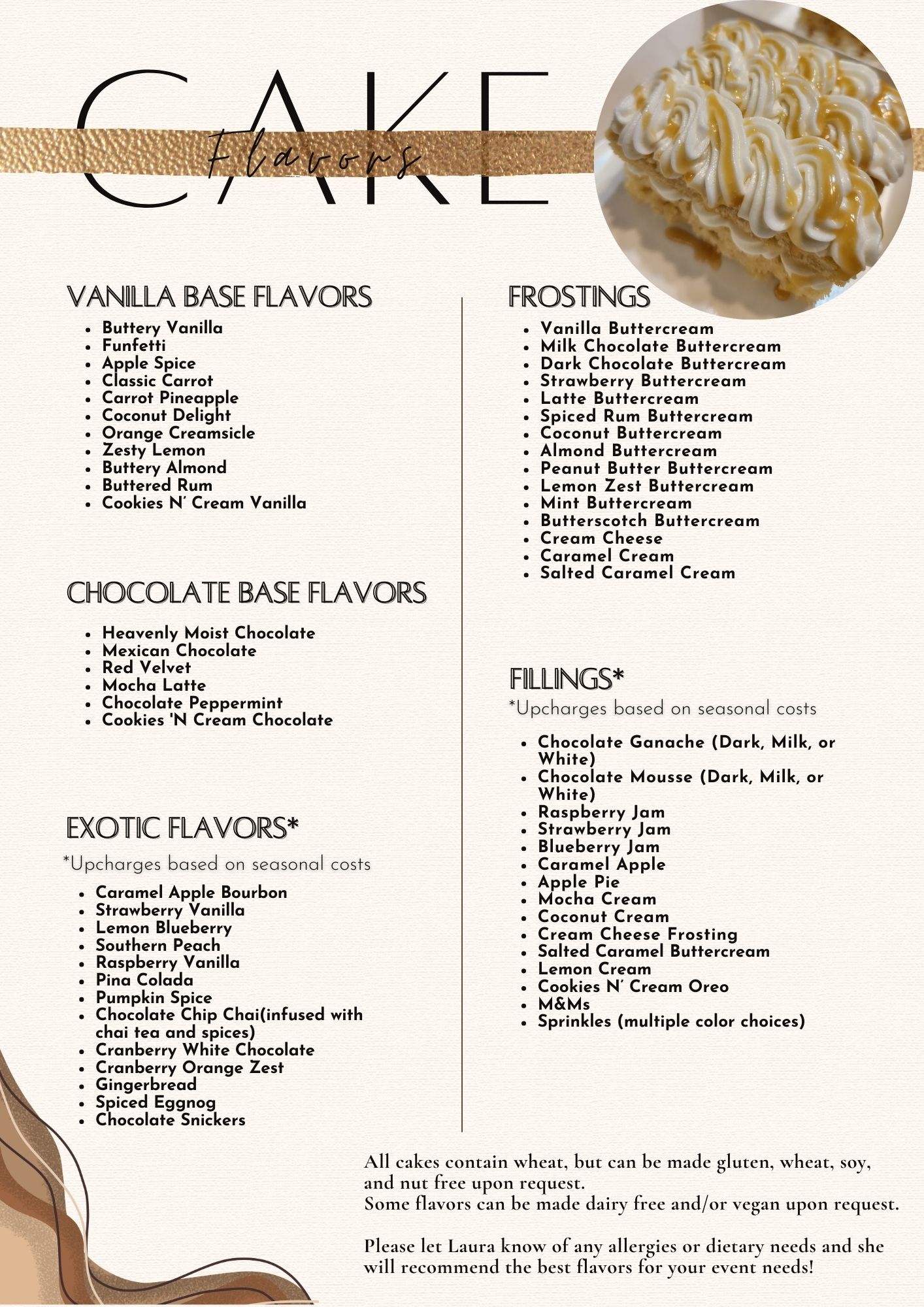 Available Flavors – Laura The Baking Artist